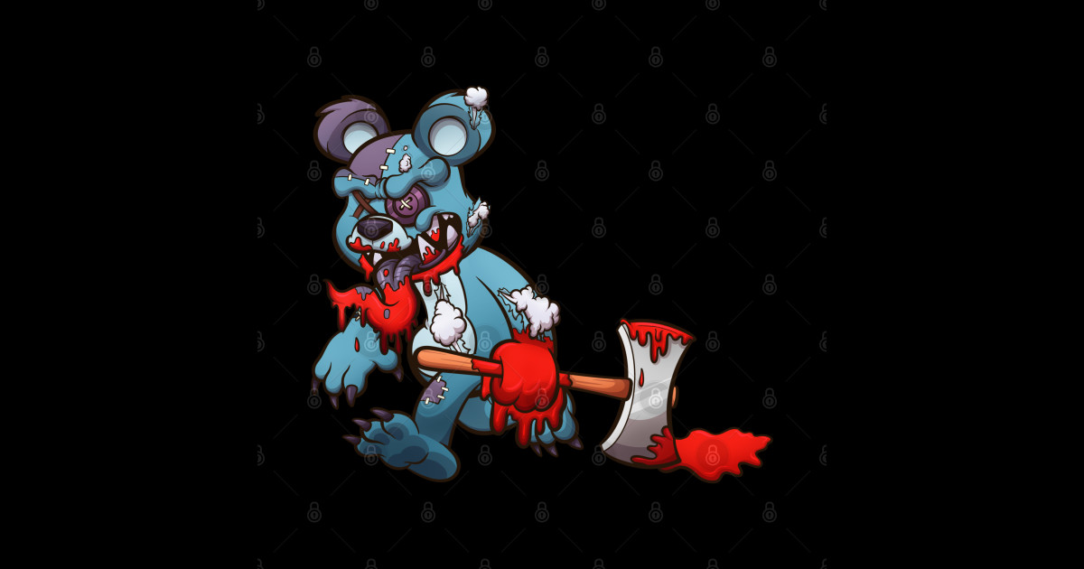Evil Teddy Bear With Axe - Evil Teddy Bear With Axe - Sticker | TeePublic