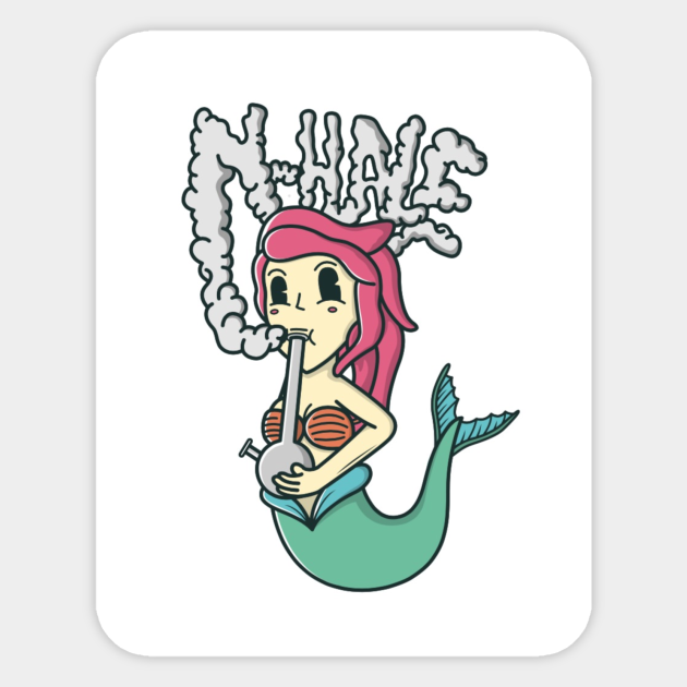 Smoking Pink Hair Mermaid - Smoking Mermaid - Sticker | TeePublic