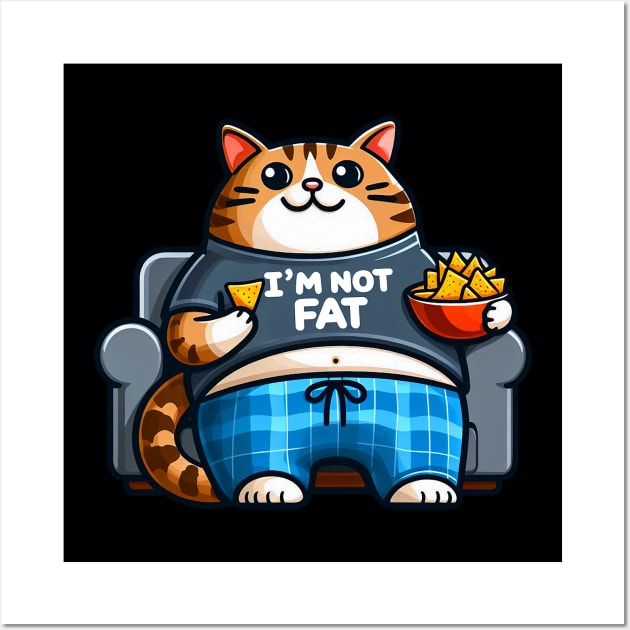 I Am Not Fat meme Tabby Cat Couch Potato Nachos - Fat Cat - Posters and ...