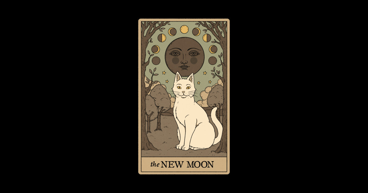 The New Moon Cat - Moon - Sticker | TeePublic