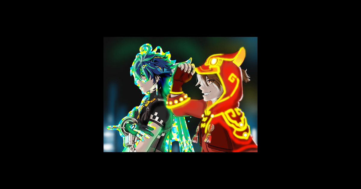 Kinich and Gaming Neon - Genshin Impact - Posters and Art Prints ...