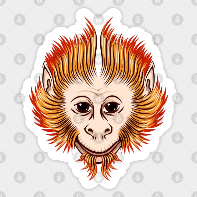 Fire Monkey Face - Culture - Sticker | TeePublic
