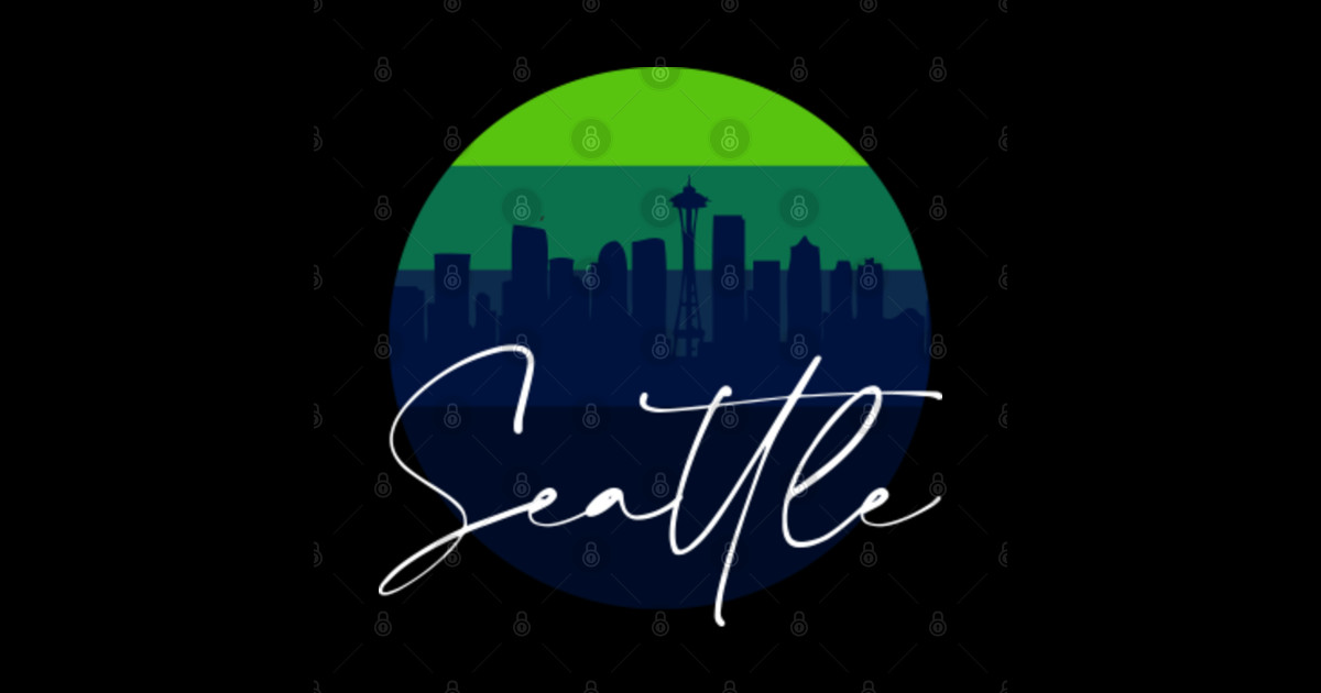 Seattle Skyline Football Colors - Seahawks - Posters and Art Prints ...
