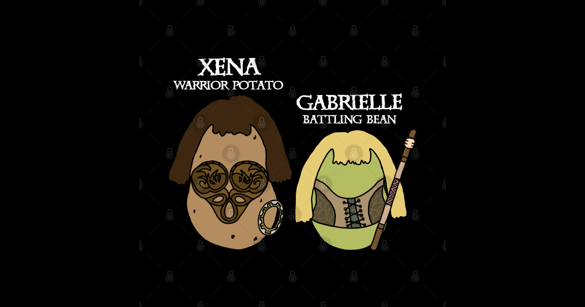 Xena Warrior Potato & Gabrielle Battling Bean - Xena - Sticker | TeePublic