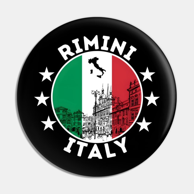 Rimini City Skyline, Italian Flag - Made In Rimini - Pin | TeePublic