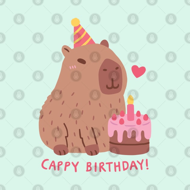 Cute Capybara And Cake, Happy Cappy Birthday - Capybara - Pin | TeePublic