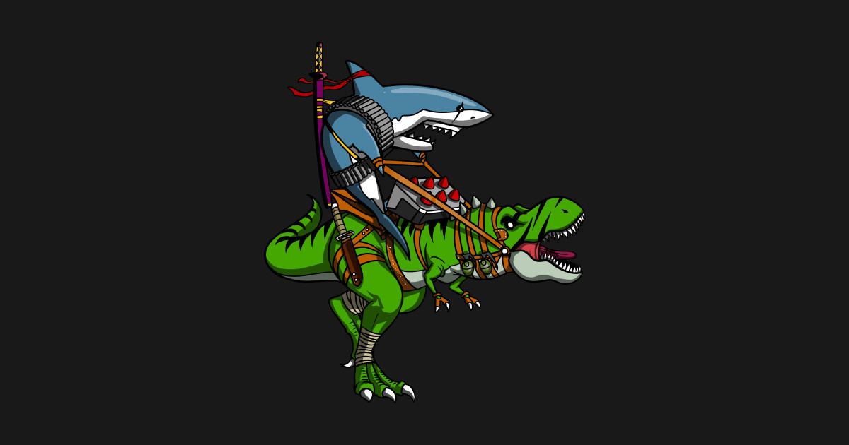 Shark Ninja Riding T-Rex Dinosaur - Shark Riding A T Rex Dinosaur - T ...