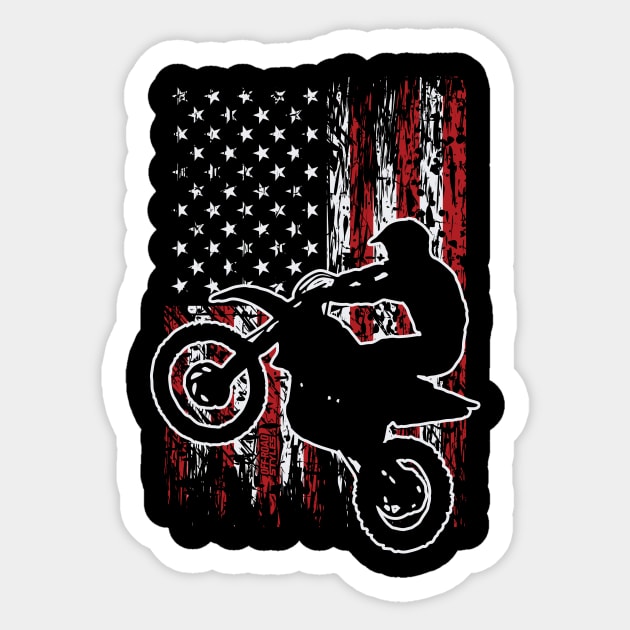 MOTOCROSS USA BIKER - American Flag - Sticker | TeePublic