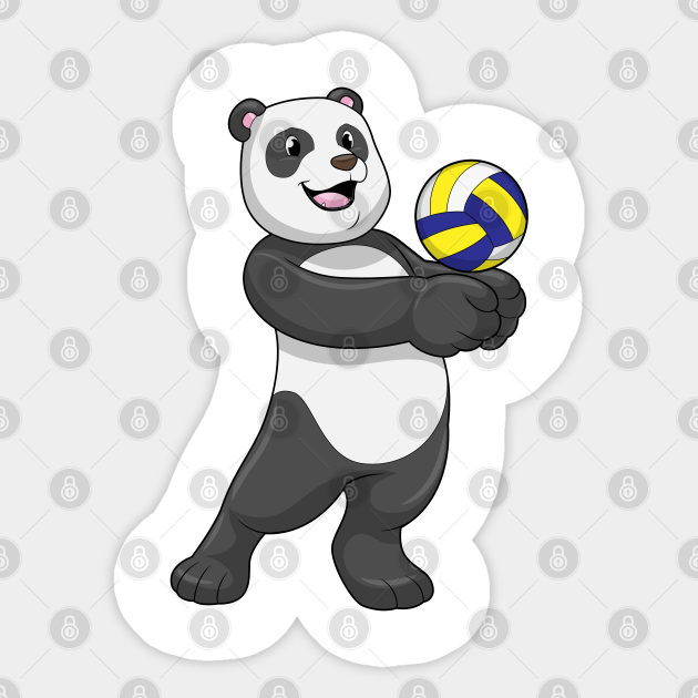 Panda as Volleyball player with Volleyball - Volleyball - Sticker ...