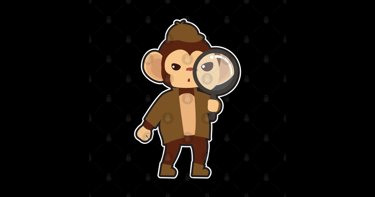 Monkey as Detective with Magnifying glass - Monkeys - Sticker | TeePublic