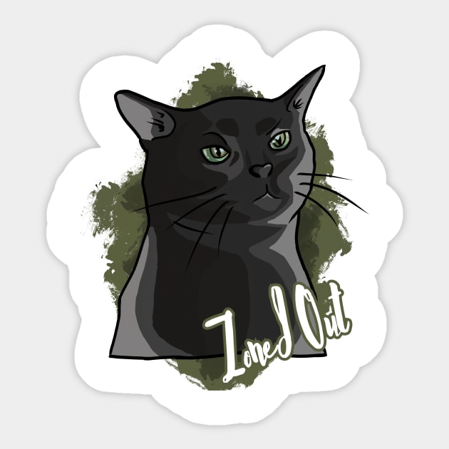 Zoned Out Black Cat - Zoned Out Black Cat - Sticker | TeePublic