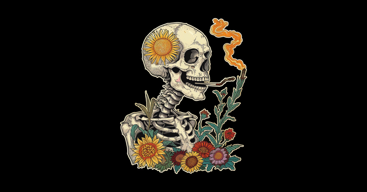 skeleton smoking chillin - Skeleton - Sticker | TeePublic