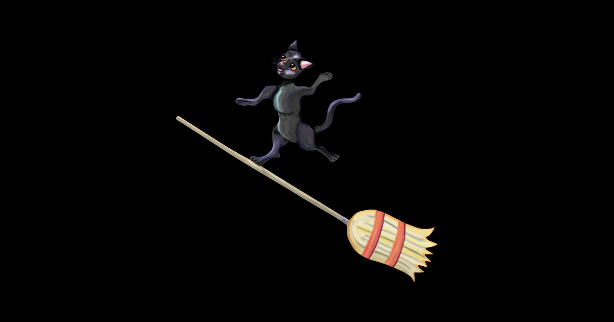 Broom Surfing Black Cat - Black Cat Halloween - Mug | TeePublic
