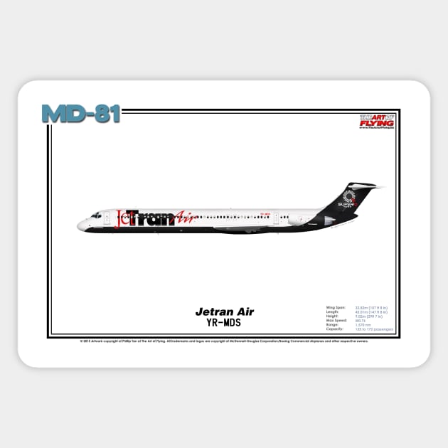 McDonnell Douglas MD-81 - Jetran Air (Art Print) - Md81 - Sticker ...