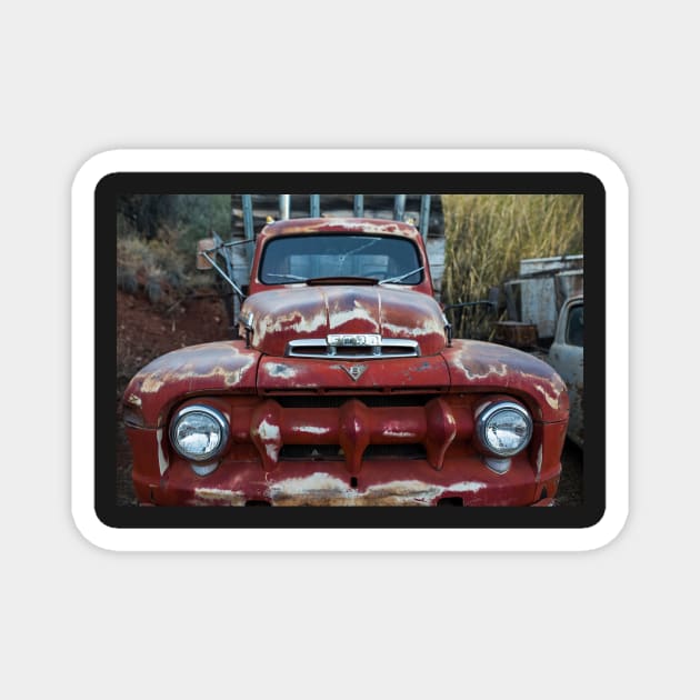 Jerome, AZ Junk Yard Ford V8 Red old Rusty Truck - Jerome - Magnet ...