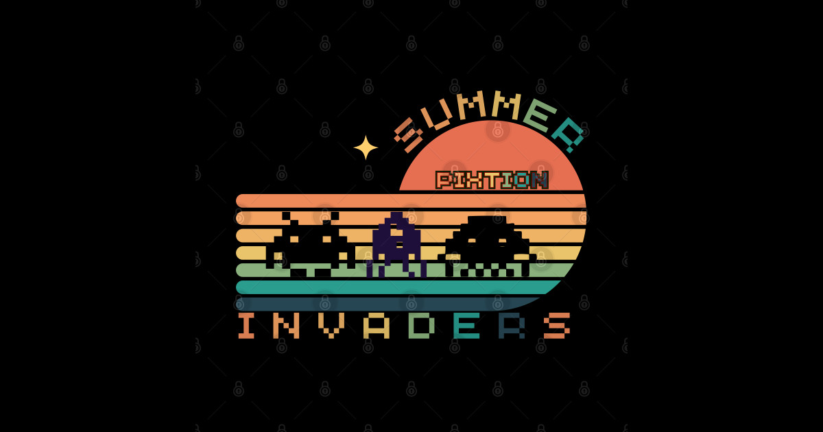 summer retro alien invaders - Summer - Sticker | TeePublic