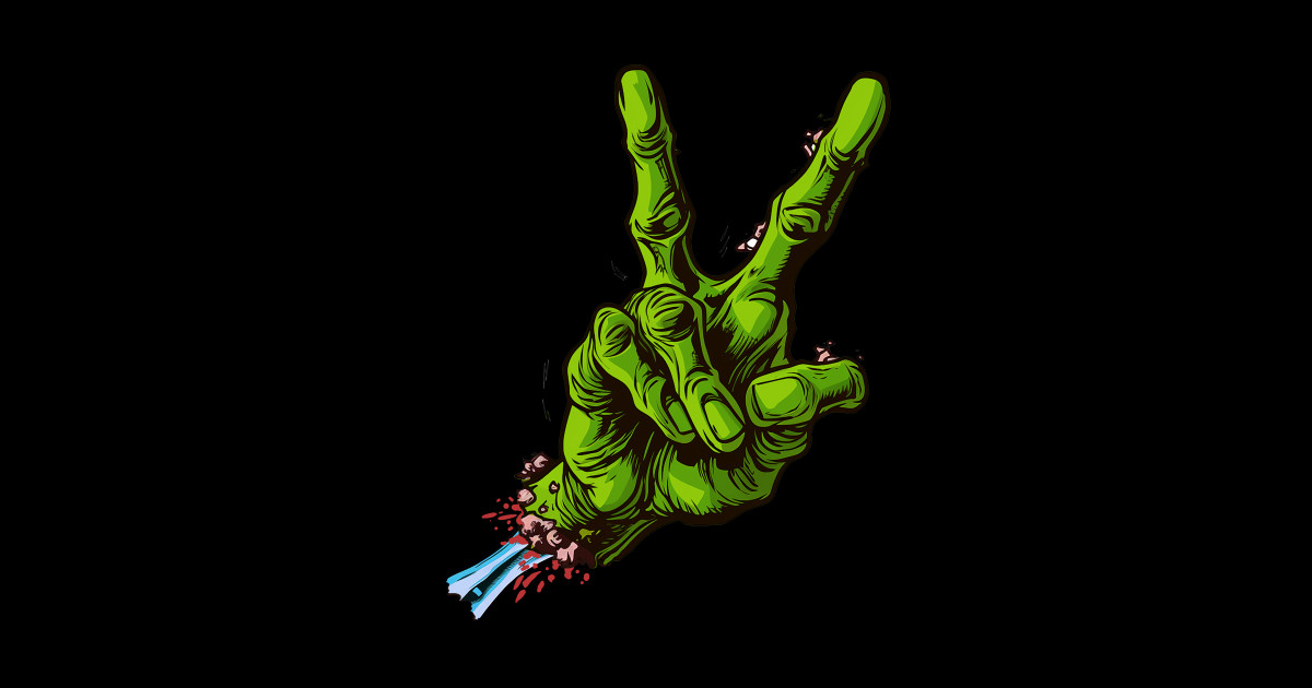 Zombie Hand Giving Peace Sign - Zombie Humor - Sticker | TeePublic
