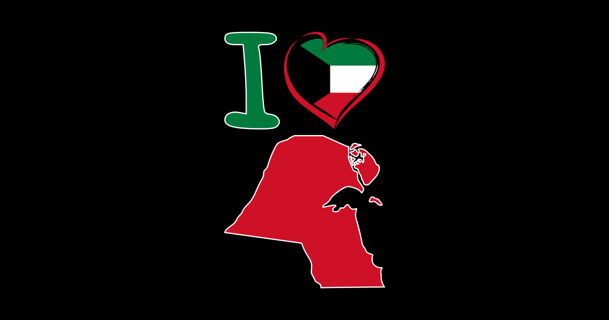 I love Kuwait. Kuwaiti flag in the shape of a heart. country map - I ...