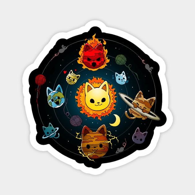Cat Solar System - Cat - Magnet | TeePublic