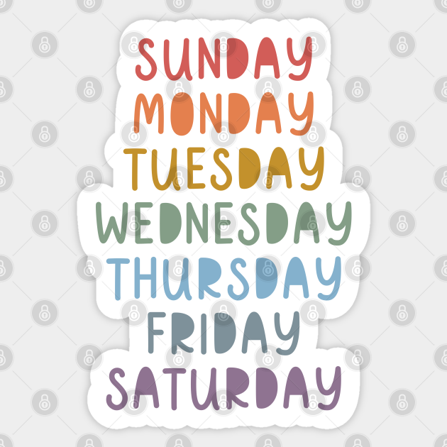 Days of The Week in Muted Boho Rainbow Colors for Kids - Days Of The ...