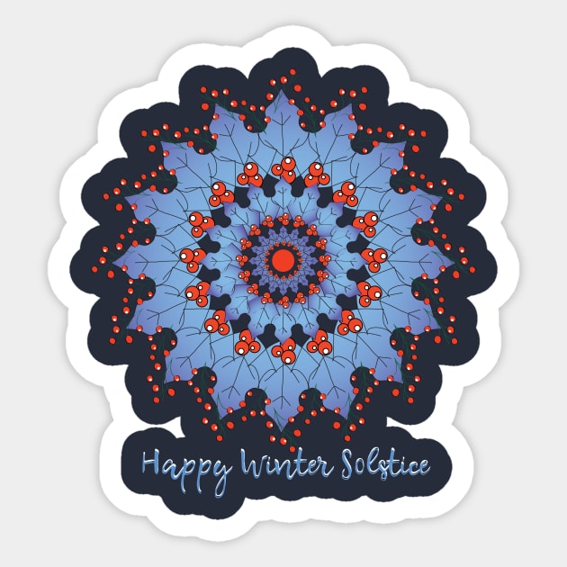 Happy Winter Solstice Mandala - Winter Solstice Mandala - Sticker ...