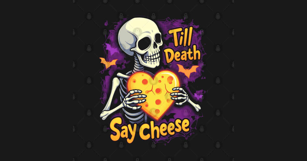Skeleton Loves Cheese Halloween Design – Till Death, Say Cheese | Funny ...