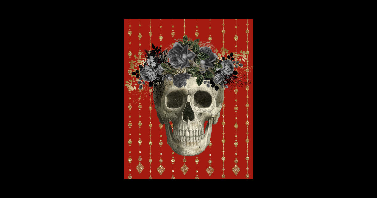 Fancy black roses skull - Black Roses - Sticker | TeePublic