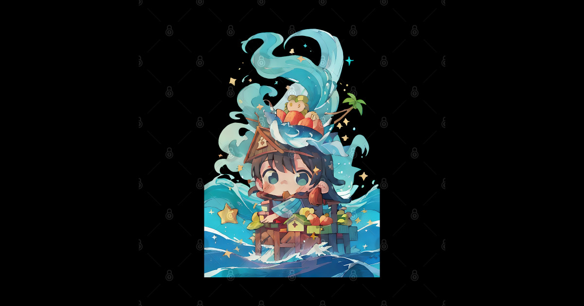 Kawaii Wave Girl - Kids Character - Sticker | TeePublic