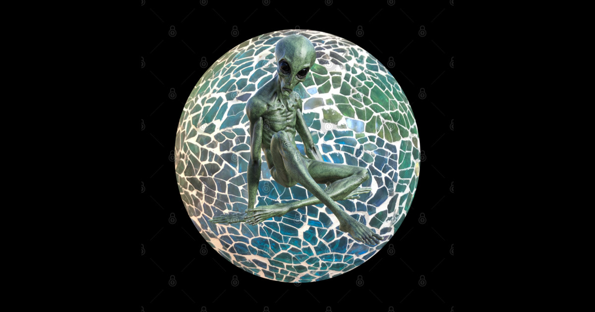 Alien Chillin on his Planet - Alien - Sticker | TeePublic