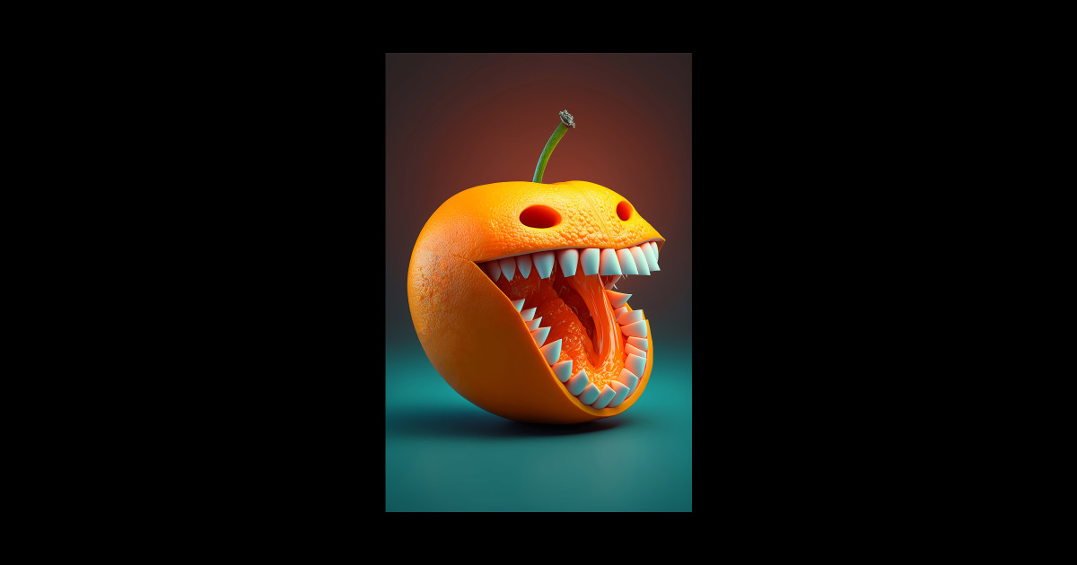 An Orange With Teeth - Orange - Sticker | TeePublic