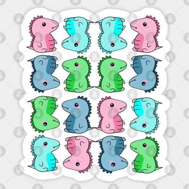 Pastel Baby Dinosaur Pattern for Dino Fans - Dinosaur - Sticker | TeePublic