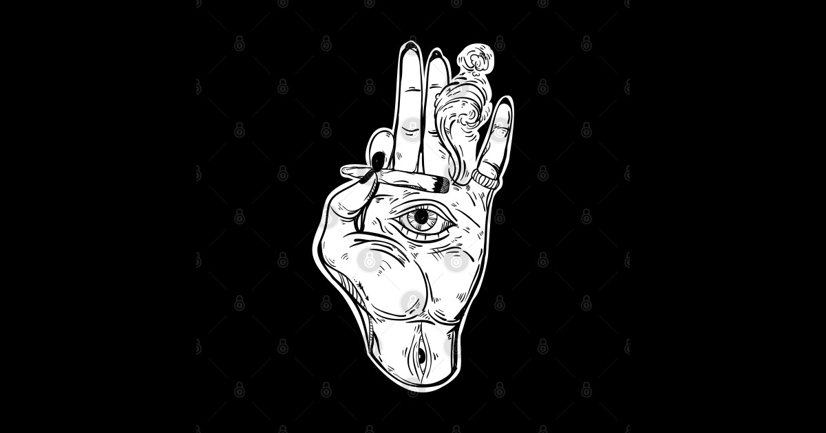 Stoned hand weed illustration - Stoned Hand Weed Illustration - Sticker ...