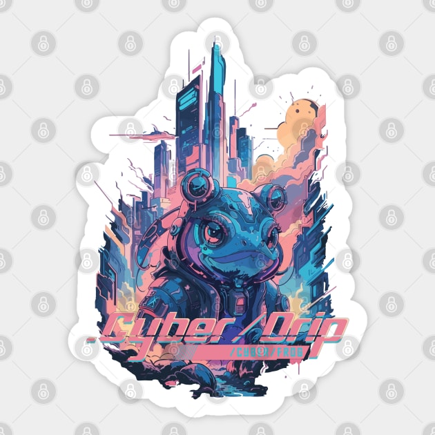 Colorful Neon Cyberpunk Style Frog - Cyber Drip - Cyberpunk Frog ...