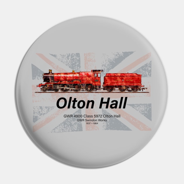 Olton Hall Vintage Steam Locomotive Profile with British Flag in ...