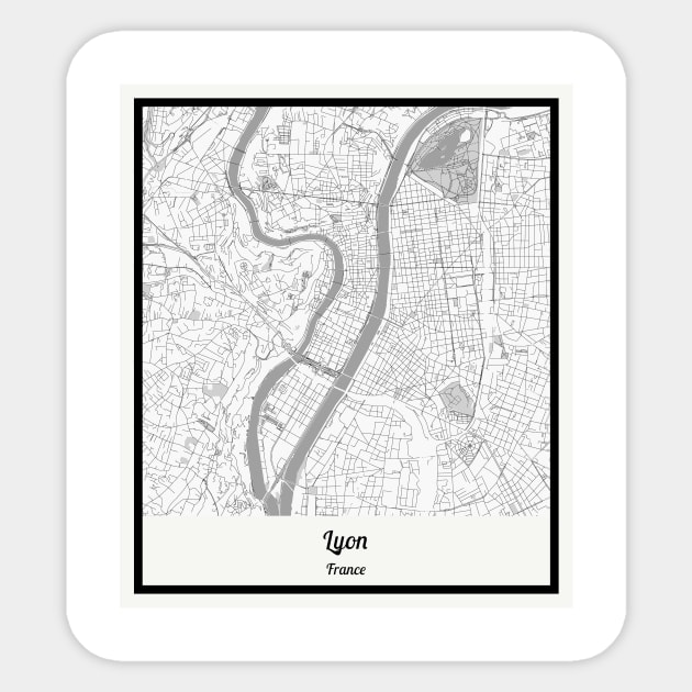 Map of Lyon - France - Lyon - Sticker | TeePublic