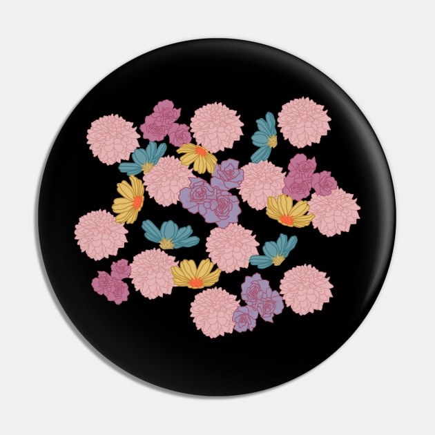 Aesthetic Floral Pattern - Floral - Pin | TeePublic