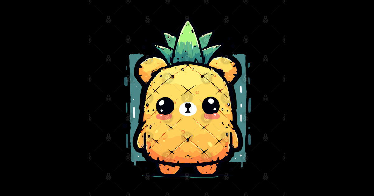 Kawaii pineapple teddy bear - Fruit Bear - Sticker | TeePublic