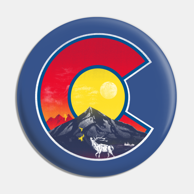elk colorado flag - Colorado Flag - Pin | TeePublic