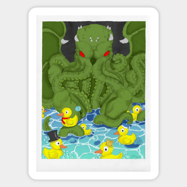 Cthulhu takes a bubble bath. - Rubber Duck - Sticker | TeePublic