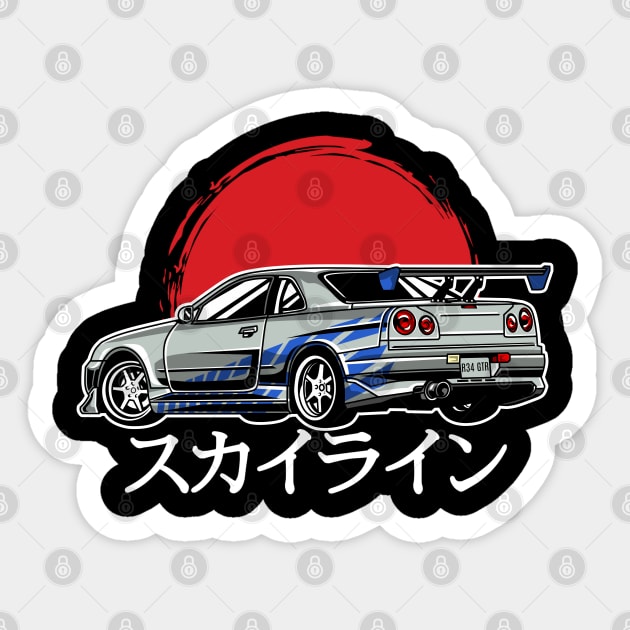 NISSAN GTR R34 - Nissan Gtr - Sticker | TeePublic