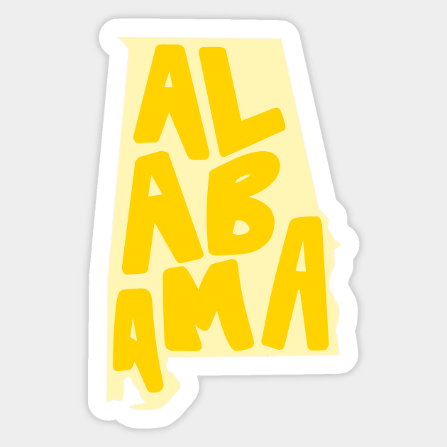 Alabama Doodle Letters Map Outline- yellow - Alabama - Sticker | TeePublic
