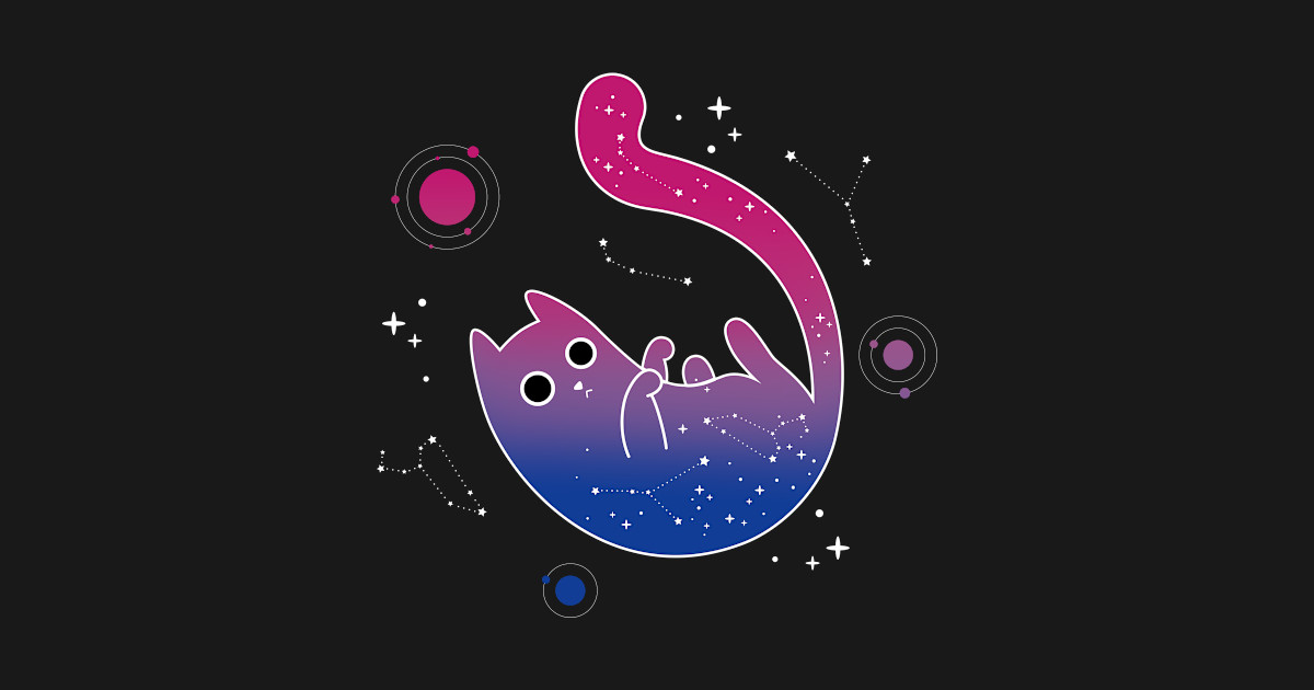 Bisexual Cat Space Galaxy LGBT Pride Flag - Bisexual - T-Shirt | TeePublic