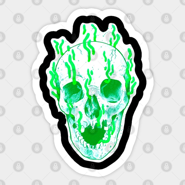 green fire skull - Grenn Skull Fire - Sticker | TeePublic