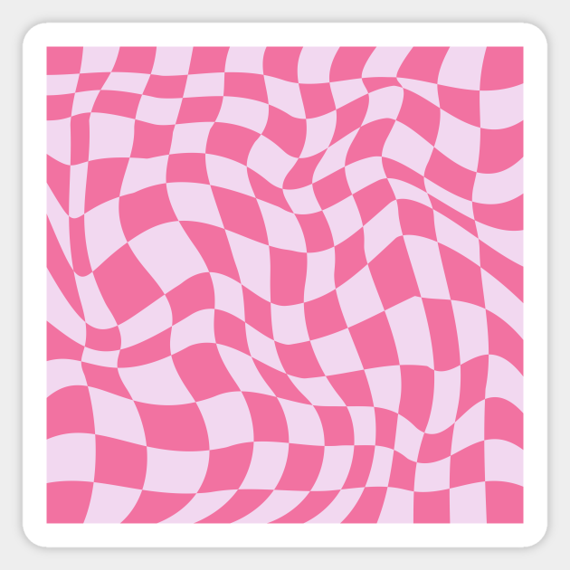 Pretty Pink Checkerboard Warp Pattern - Checkerboard - Sticker | TeePublic
