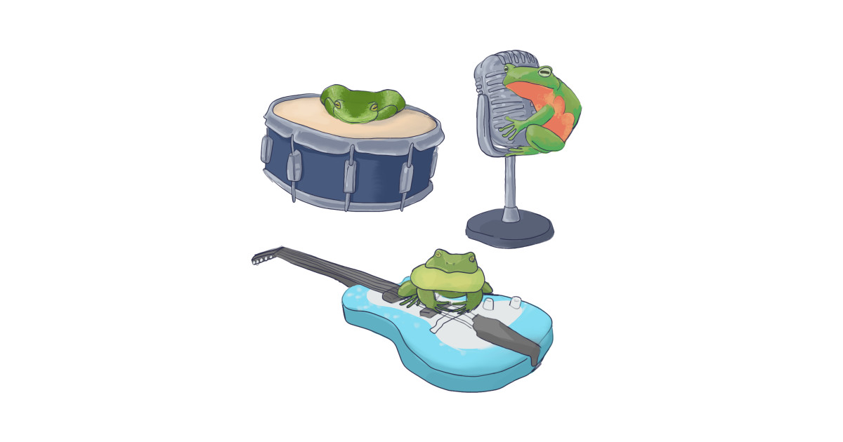 Frog Band - Frog Friends Stickers- Band Kid - Drummer Singer Guitar ...