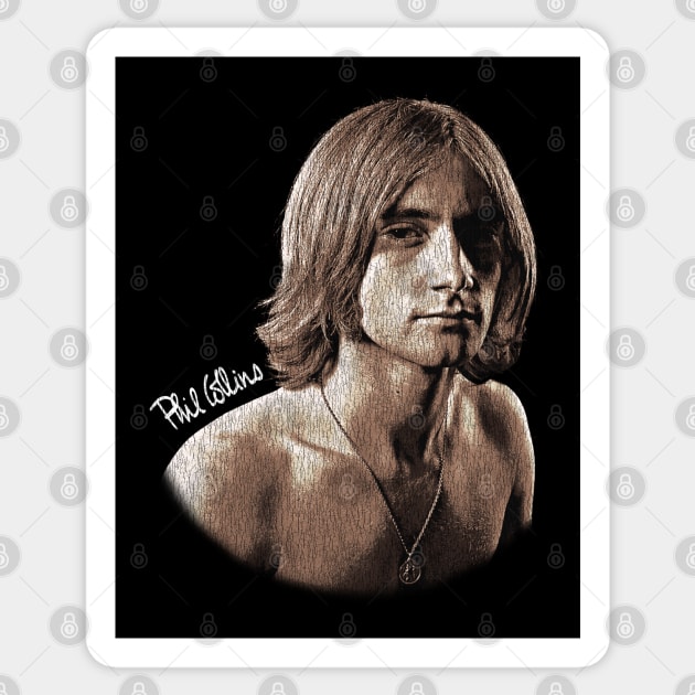 Phil Collins Long hair Fan Art Vintage Look - Phil Collins - Sticker ...