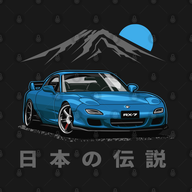 JDM Tuner RX-7 (Silhouette Blue) - Mazda Rx7 - T-Shirt | TeePublic