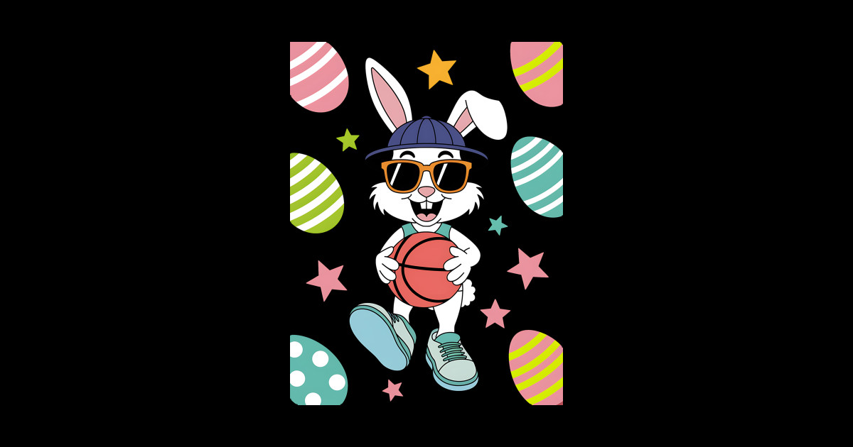 Easter Sport Happy Easter Bunny Playing Basketball Kids Boys - Easter ...