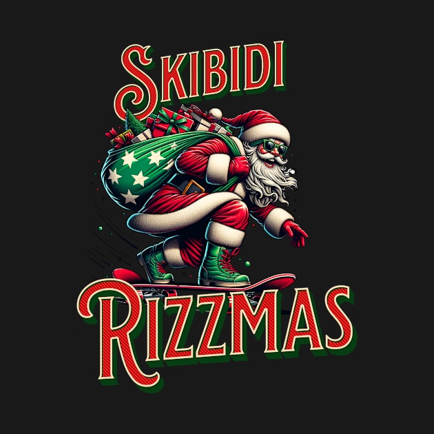 Skibidi Rizzmas Skateboard Santa - Skibidi Rizzmas - T-Shirt | TeePublic