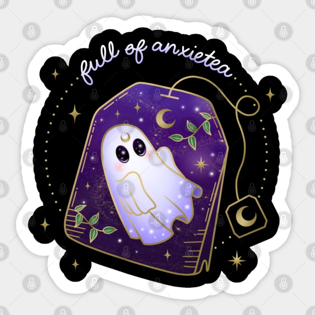 Full of AnxieTea Ghost in Teabag - Tea - Sticker | TeePublic